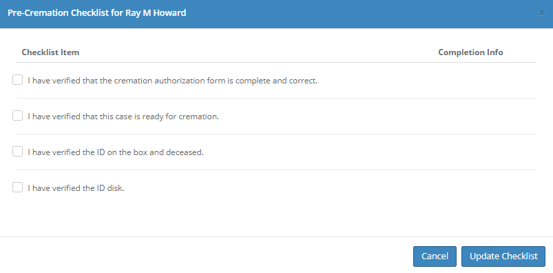 Tracking - Cremation Body Tracking – Halcyon Help