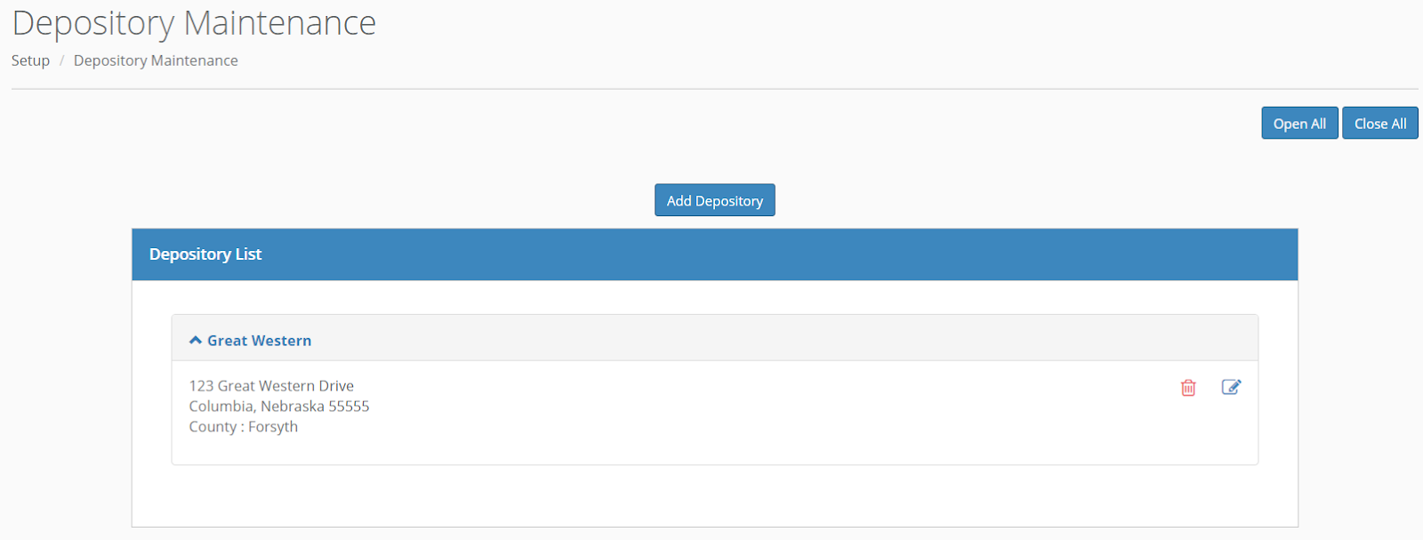 Depository Maintenance – Halcyon Help