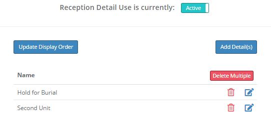 Reception Details Maintenance – Halcyon Help