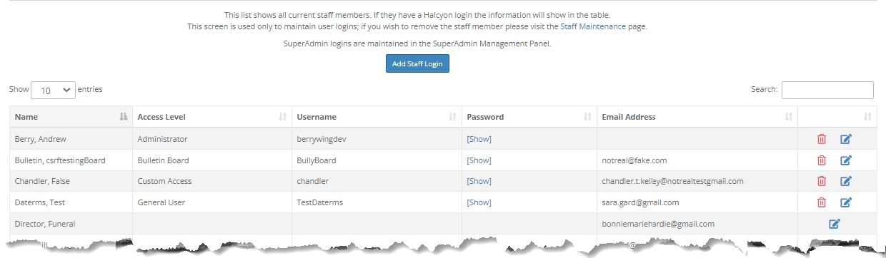 Staff Usernames and Passwords – Halcyon Help