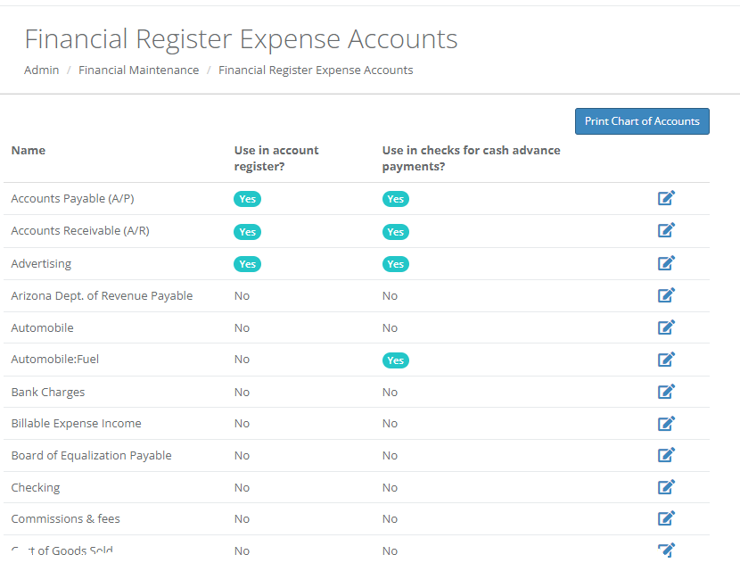 Financial Account Register – Halcyon Help