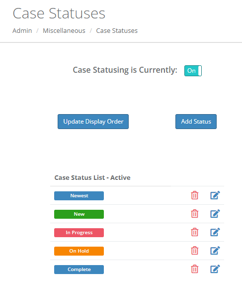 Case Statuses – Halcyon Help