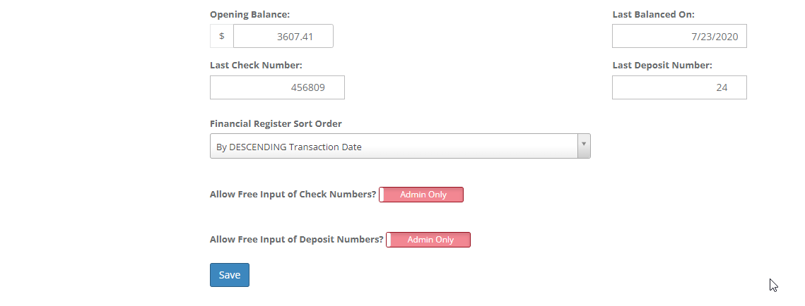 Financial Account Register – Halcyon Help
