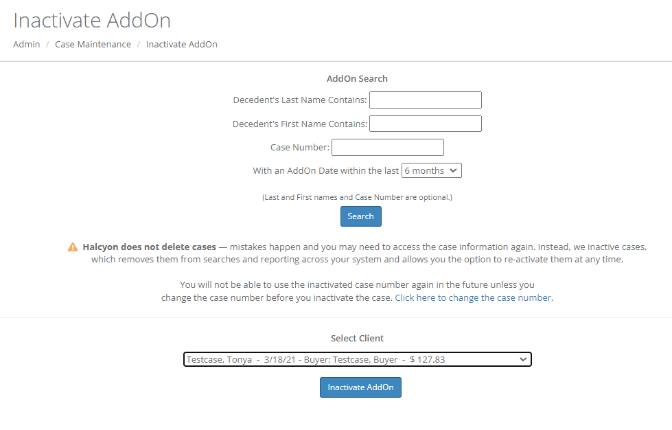 Case Maintenance – Halcyon Help